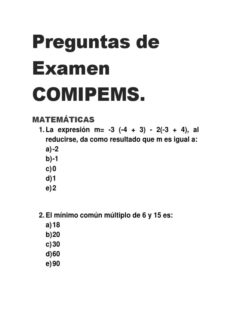 Ejercicios-De-Matematicas Comipems | PDF | Triángulo | Matemática Elemental