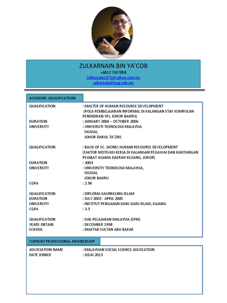21 - CV HJ Zul | PDF | Qualifications | Malaysia