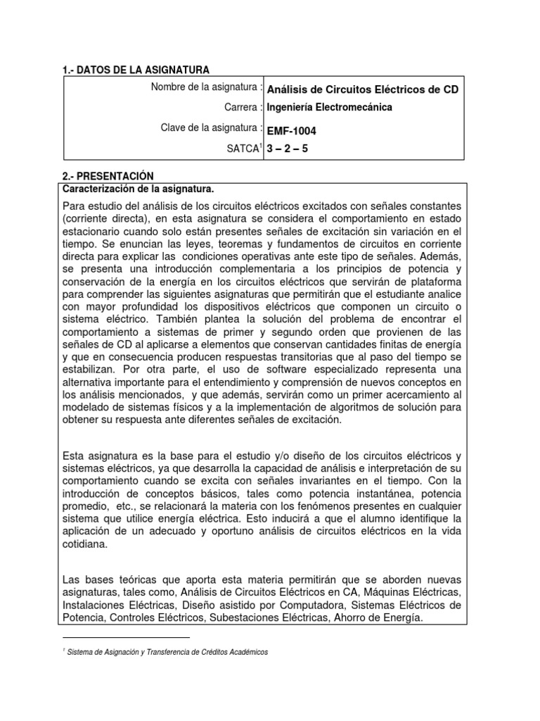 Emf 1004 Analisis De Circuitos Electricos De Cd Pdf Electricidad