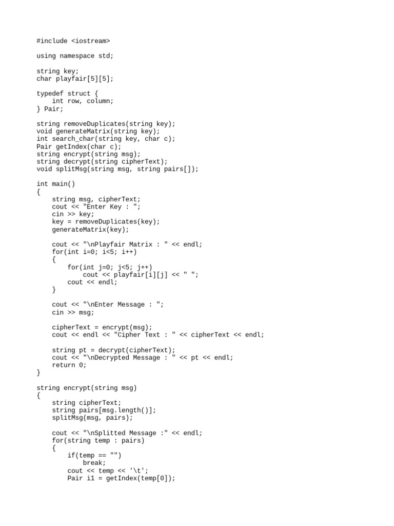 Playfair | PDF | Encryption | Security Engineering