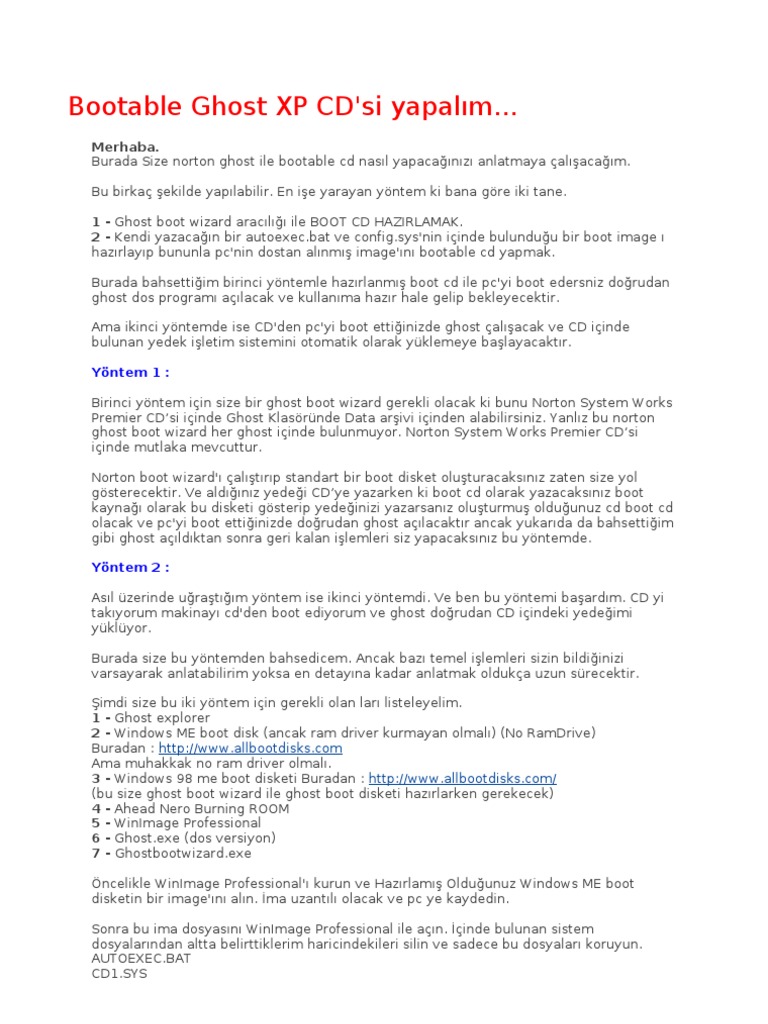 Bootable Ghost XP CD | PDF