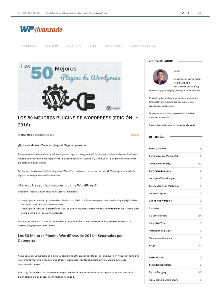 Los 50 Mejores Plugins de Wordpress - Edición 2016 | PDF | Word Press ...