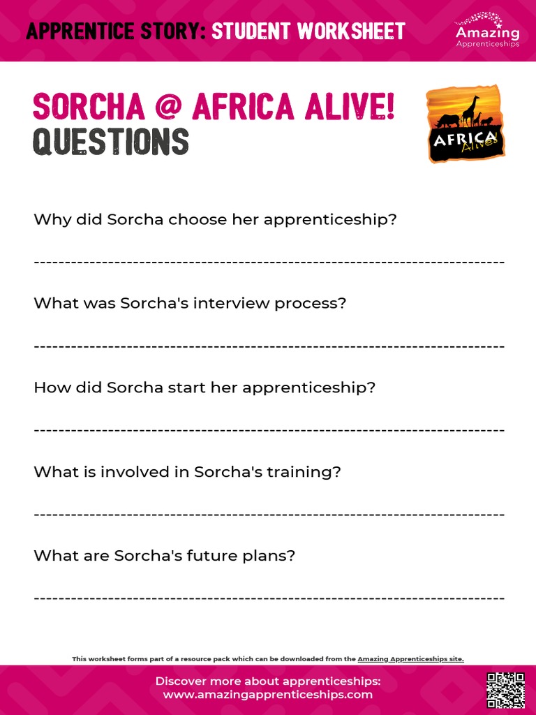 Student Worksheet Sorcha Africa Alive | PDF | Apprenticeship