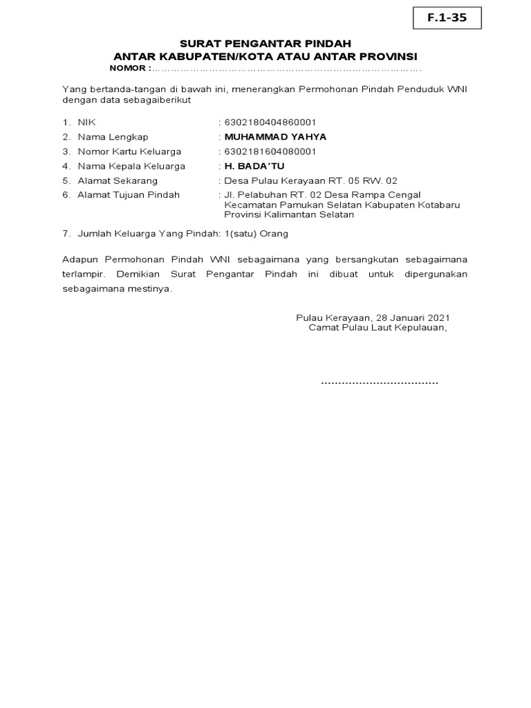 Surat Pengantar Pindah | PDF