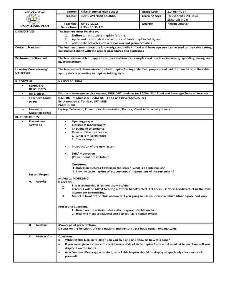 PERDEV Q1 | PDF | Learning | Lesson Plan