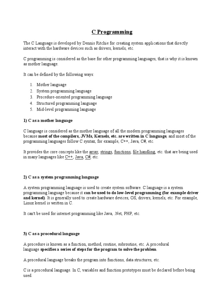 Unit 1 Pdf Integer Computer Science C Programming Language 