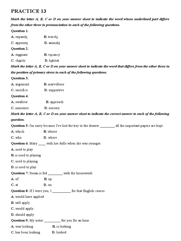 Practice Test 13 | PDF | Atmosphere Of Earth | Ozone