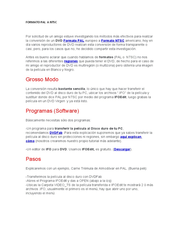 Formato Pal A NTSC | PDF
