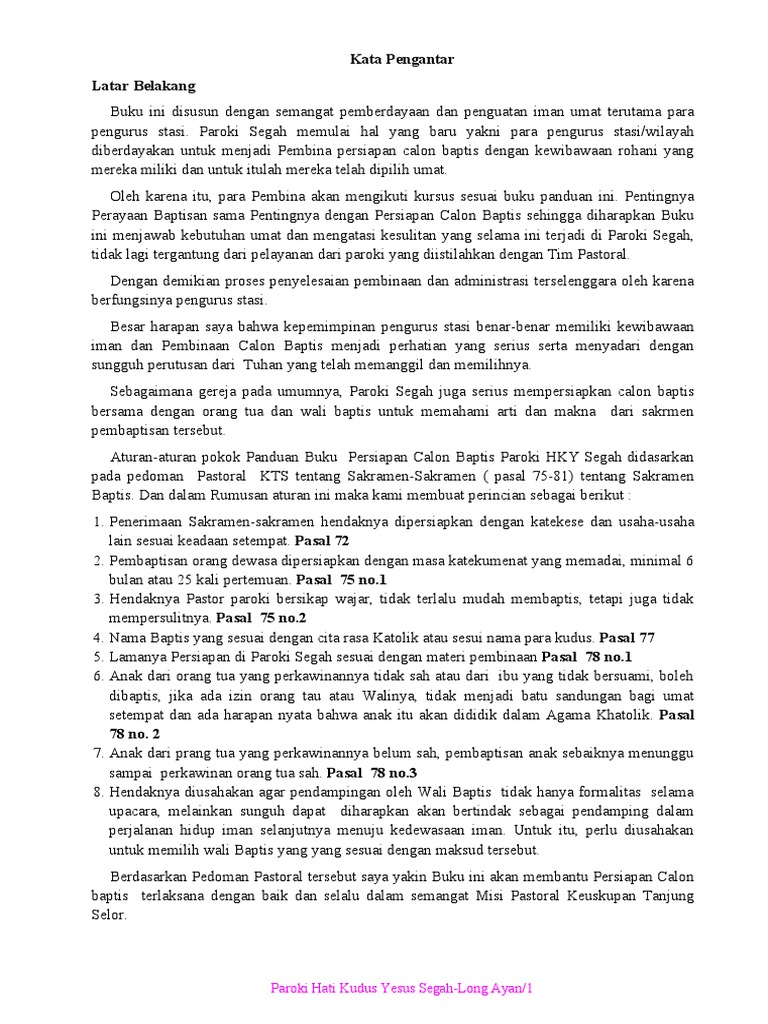 Panduan Persiapan Calon Baptis | PDF