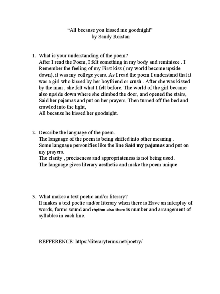 All Because You Kissed Me Goodnight | PDF