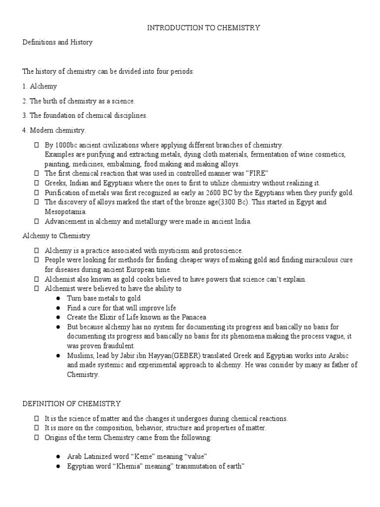 The History of Chemistry Can Be Divided Into Four Periods. | PDF ...