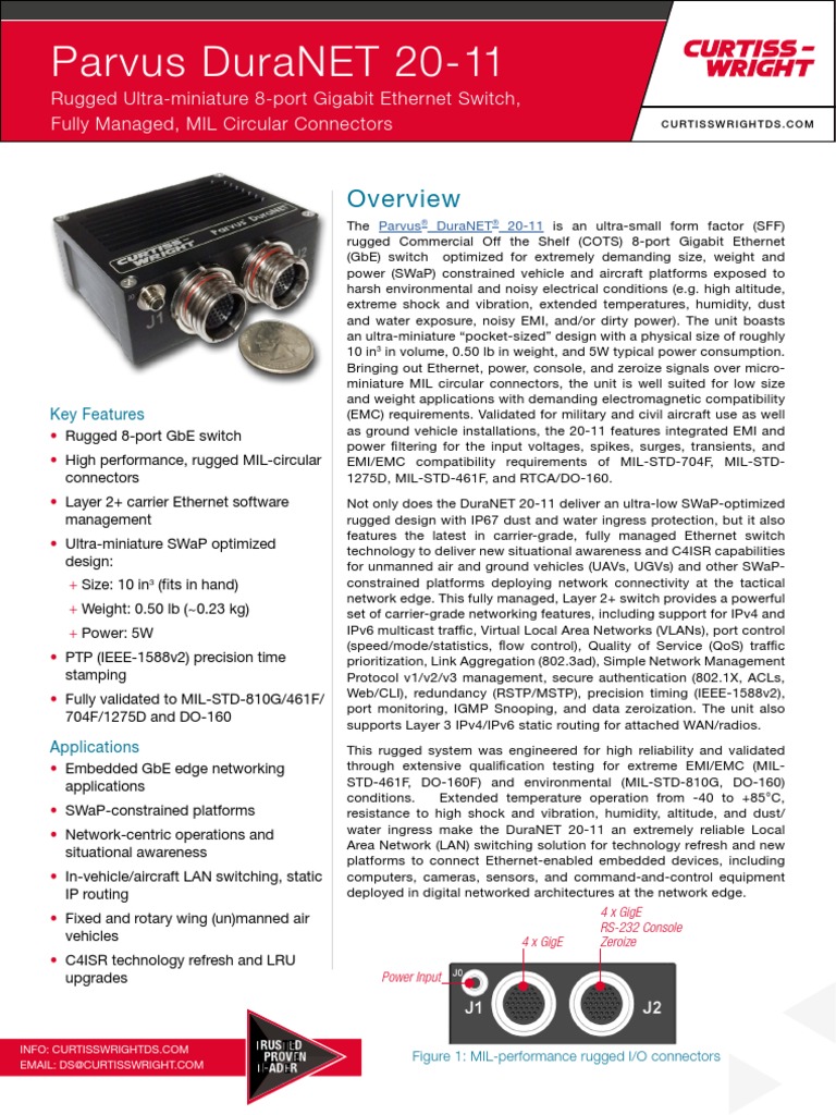 Parvus DuraNET 20 11 GbE Switch Product Sheet | PDF | Computer Network ...
