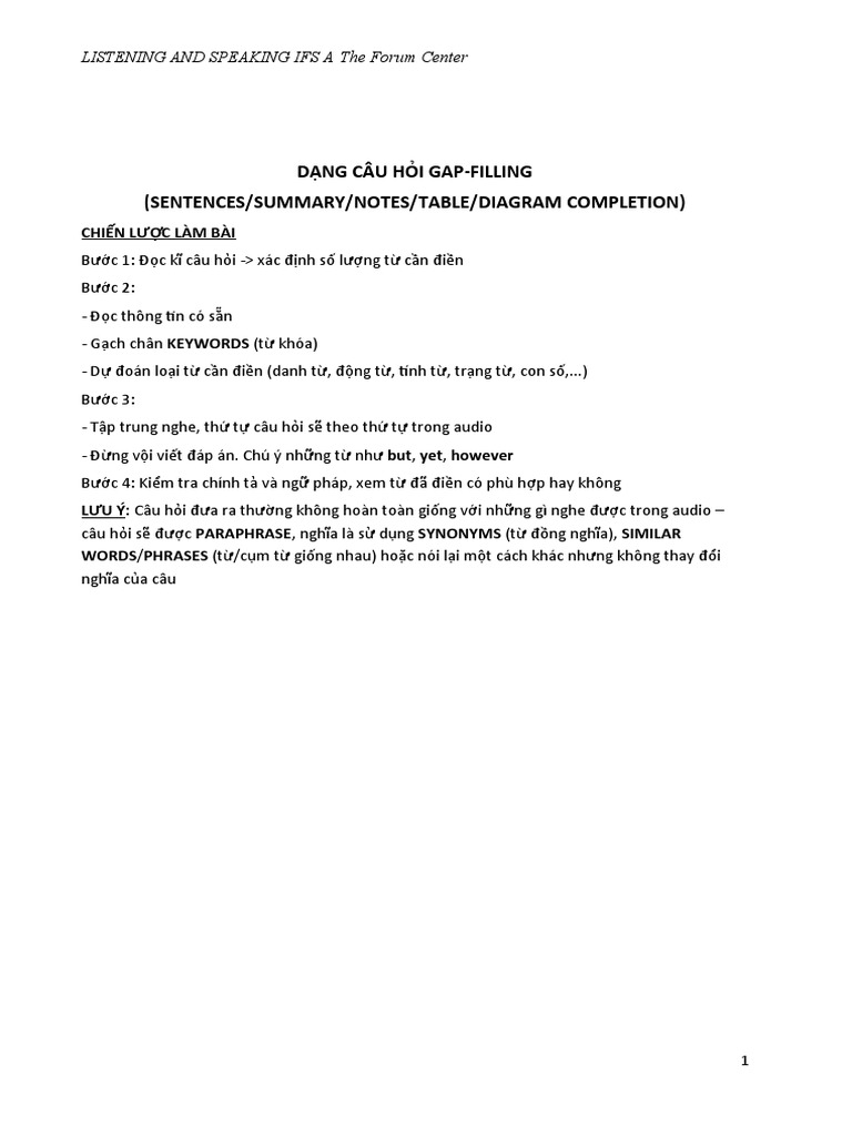 Handouts IFS A LISTENING AND SPEAKING | PDF