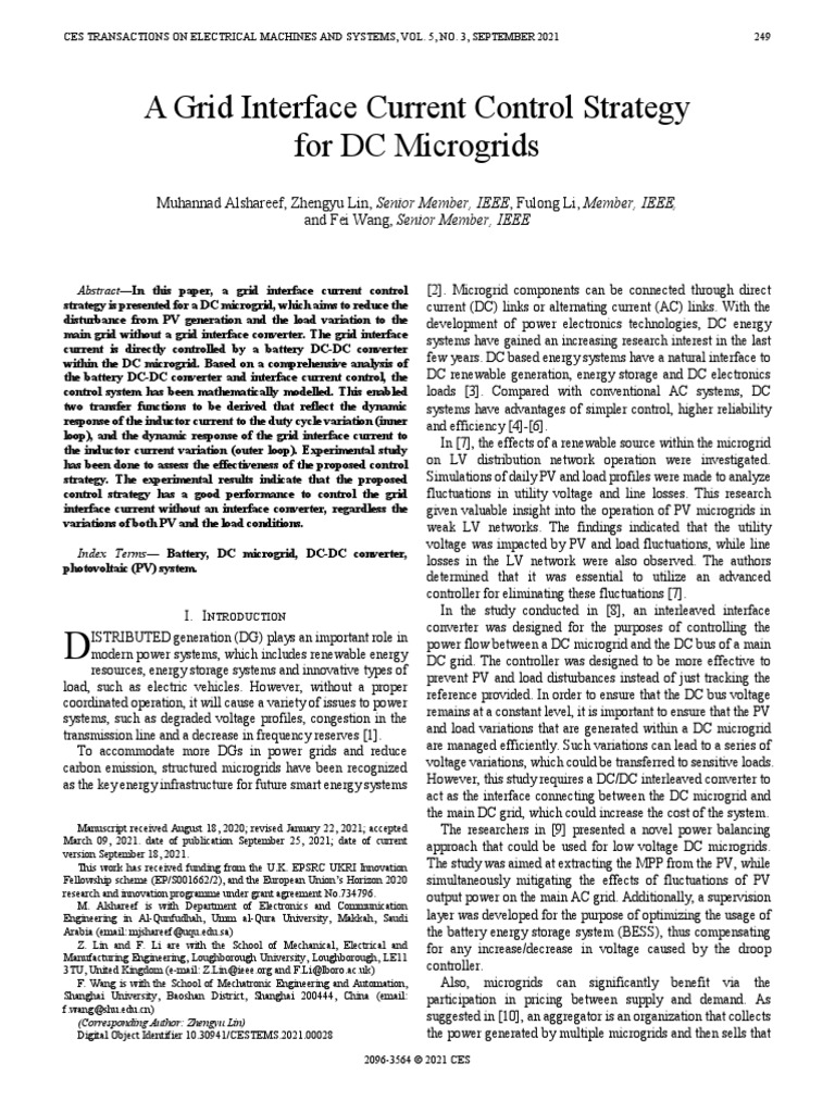 A Grid Interface Current Control Strategy For DC Microgrids | PDF | Distributed Generation ...