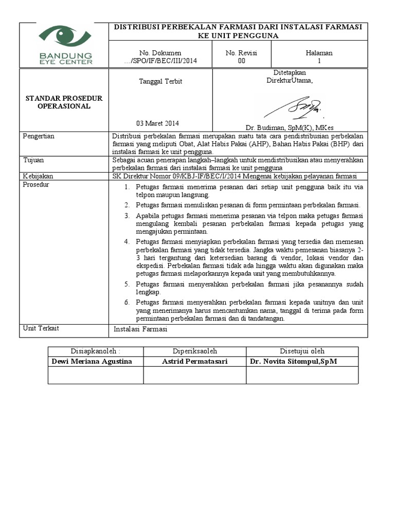 Sop Distribusi Perbekalan Farmasi Pdf