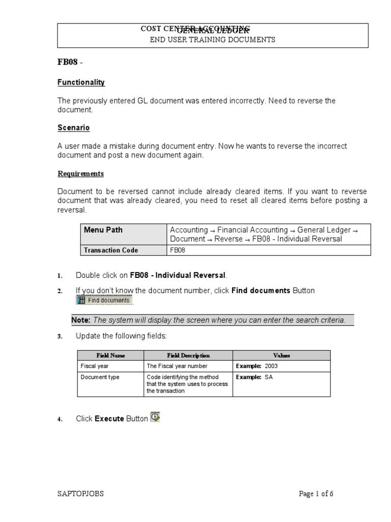 FB08 Individual Document Reversal | PDF | Accounting | Computing