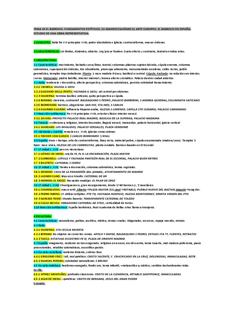 Tema 43 El Barroco | PDF | Barroco | Pinturas