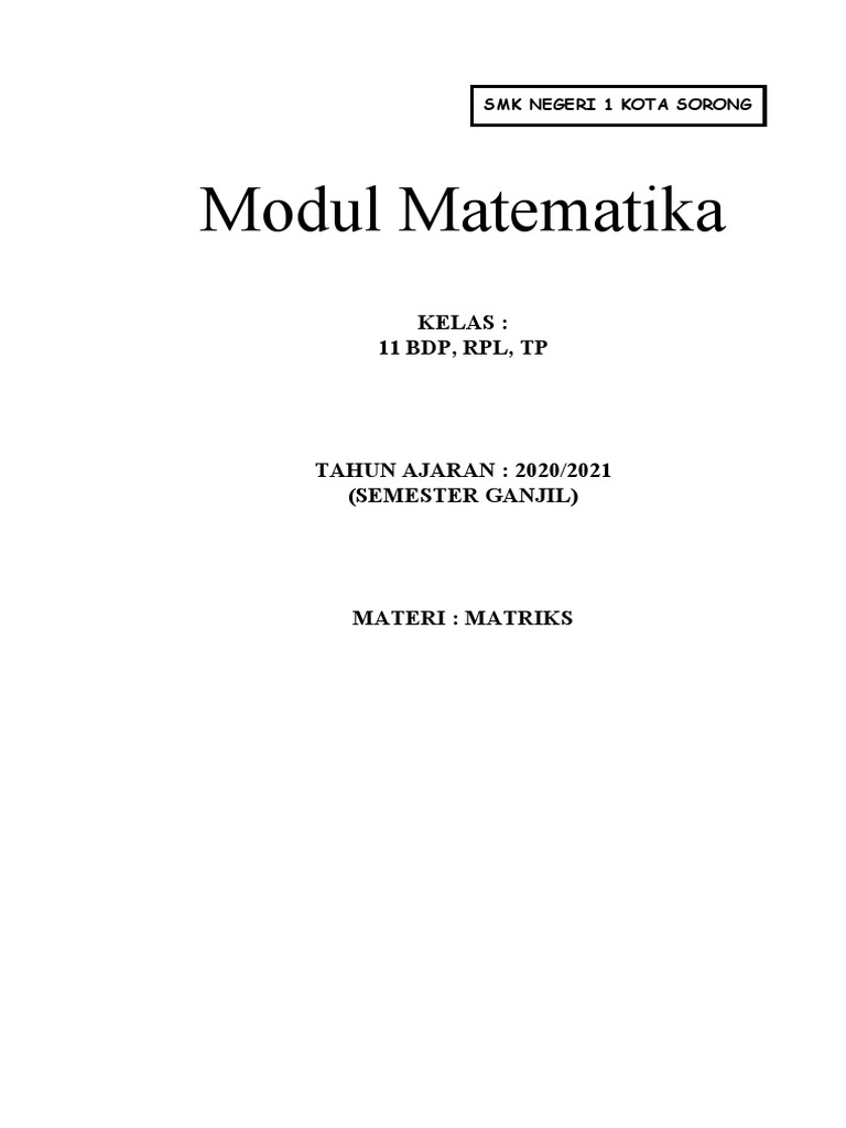 Modul Matriks Kelas 11 | PDF