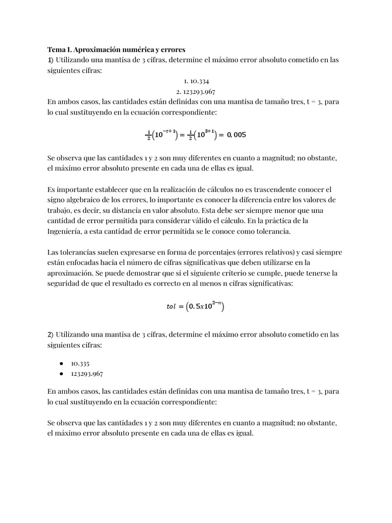 Análisis Numérico - Ejercicios | PDF | Análisis numérico | Ecuaciones