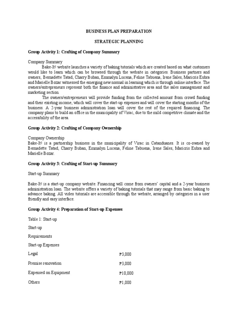 Business Plan Preparation | PDF | Expense | Subscription Business Model