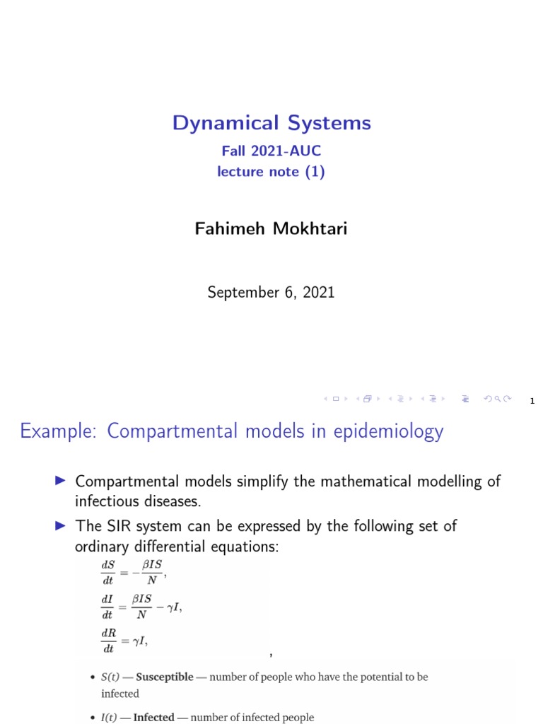Dynamical Systems lecture note (1 | PDF | Nonlinear System | Dynamical System