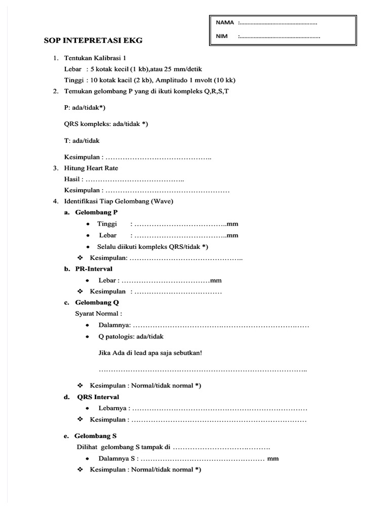 Panduan SOP Interpretasi EKG | PDF | Metode & Bahan Ajar