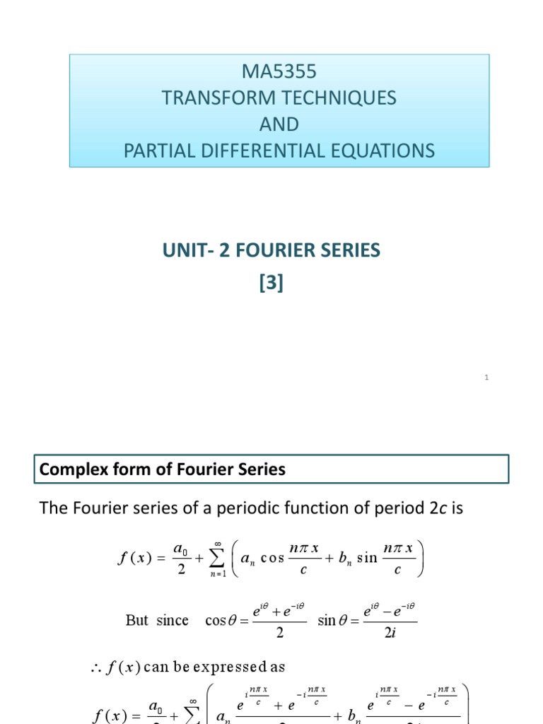 Section 3 - Complex Form of Fourier Series | PDF | Calculus | Applied Mathematics