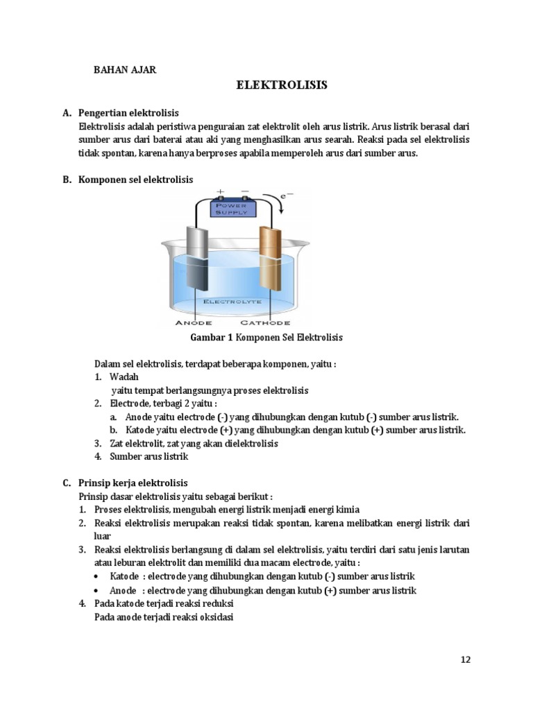 Bahan Ajar Elektrolisis | PDF | Sains & Matematika