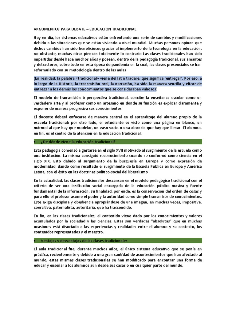 Argumentos para Debate | PDF | Método de enseñanza | Educación a distancia