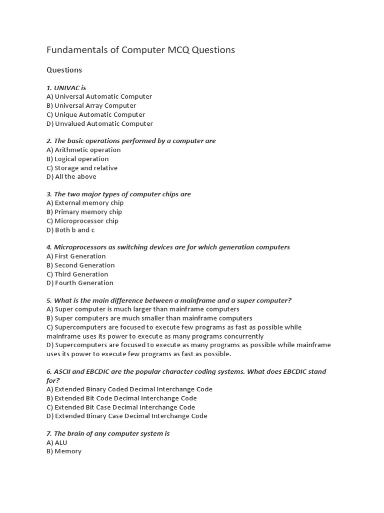 MCQ (Fundamentals of IT) | PDF | Computer Data Storage | Programming
