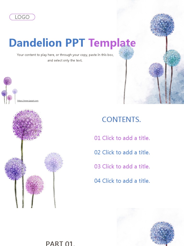 Blue Purple Dandelion PowerPoint Templates | PDF | Page Layout | Printing