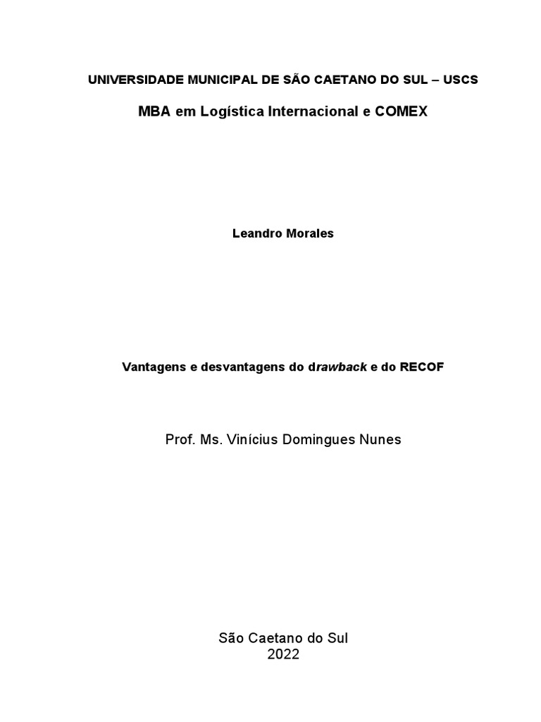 Vantagens do Drawback e RECOF | PDF | Impostos | Economias