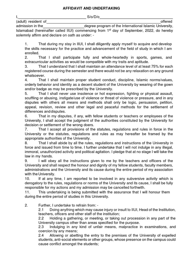 Undertaking IIUI | PDF | Justice | Crime & Violence