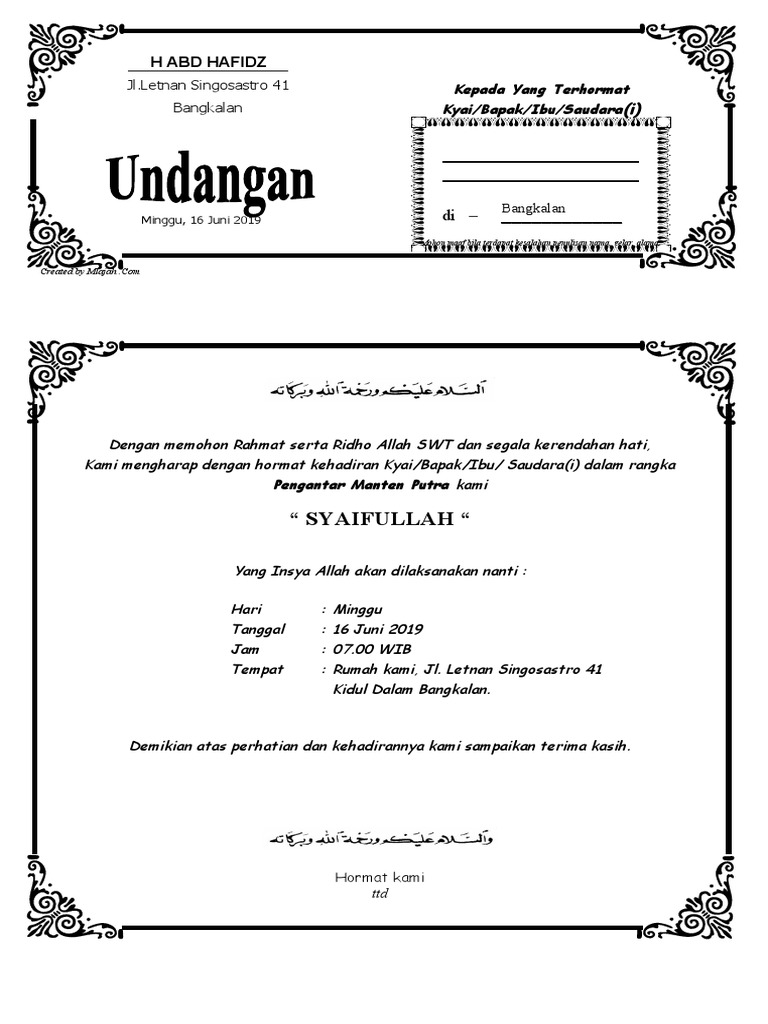 Undangan Pengantar Manten | PDF
