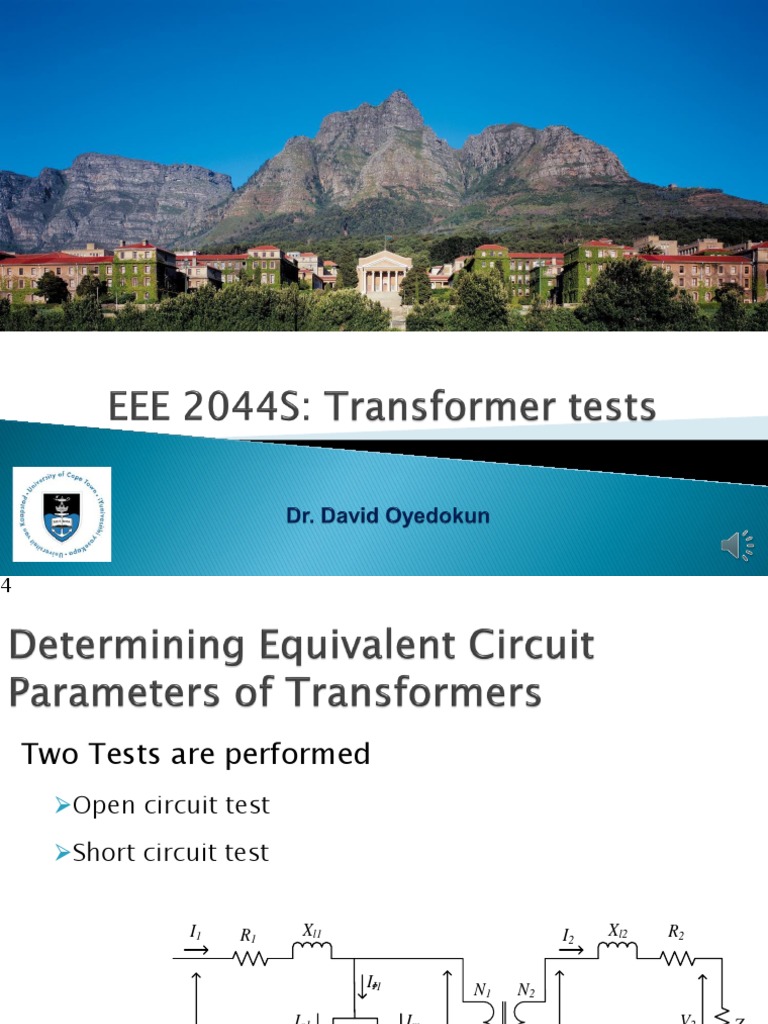 EEE2044S 2022 Lecture 12 - Transformer Tests I | PDF | Transformer ...