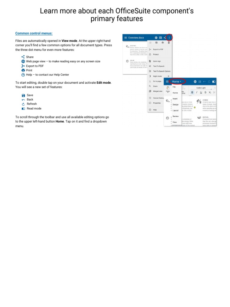 OfficeSuite Key Features | PDF | Computing | Software Development