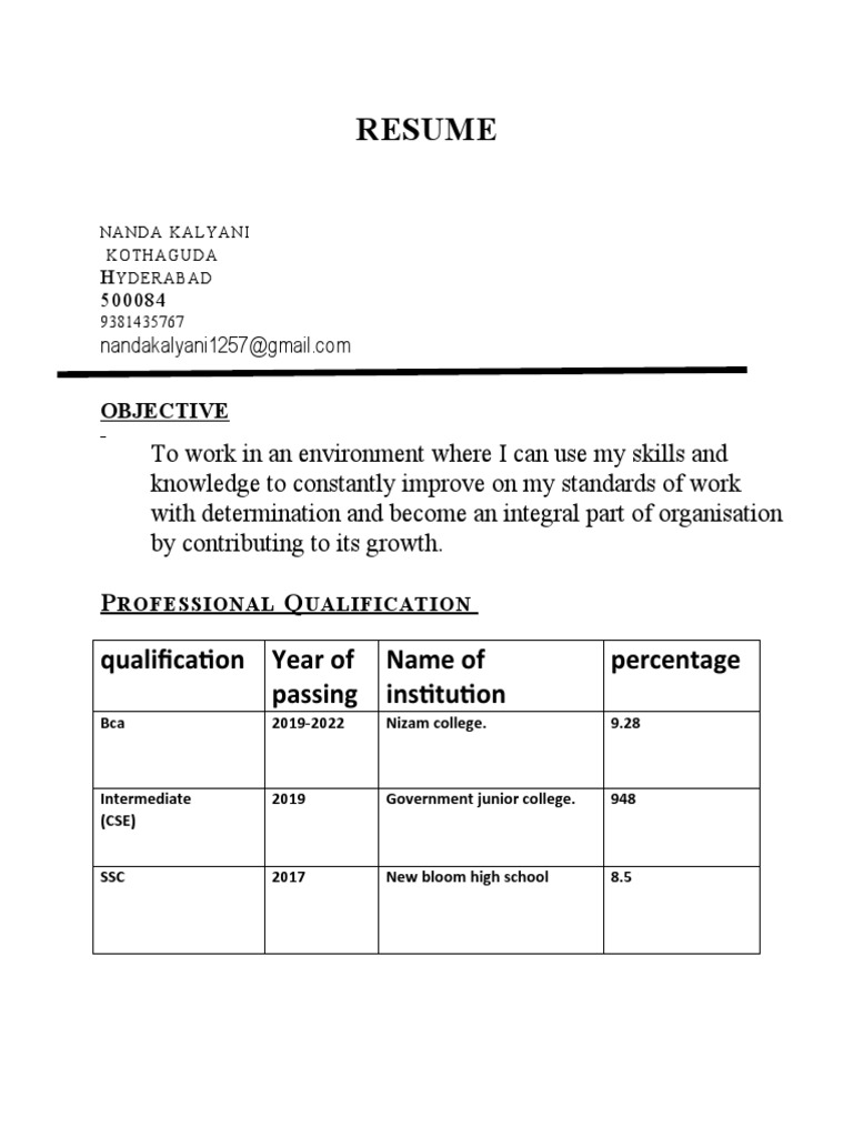 Kalyani Resume | PDF