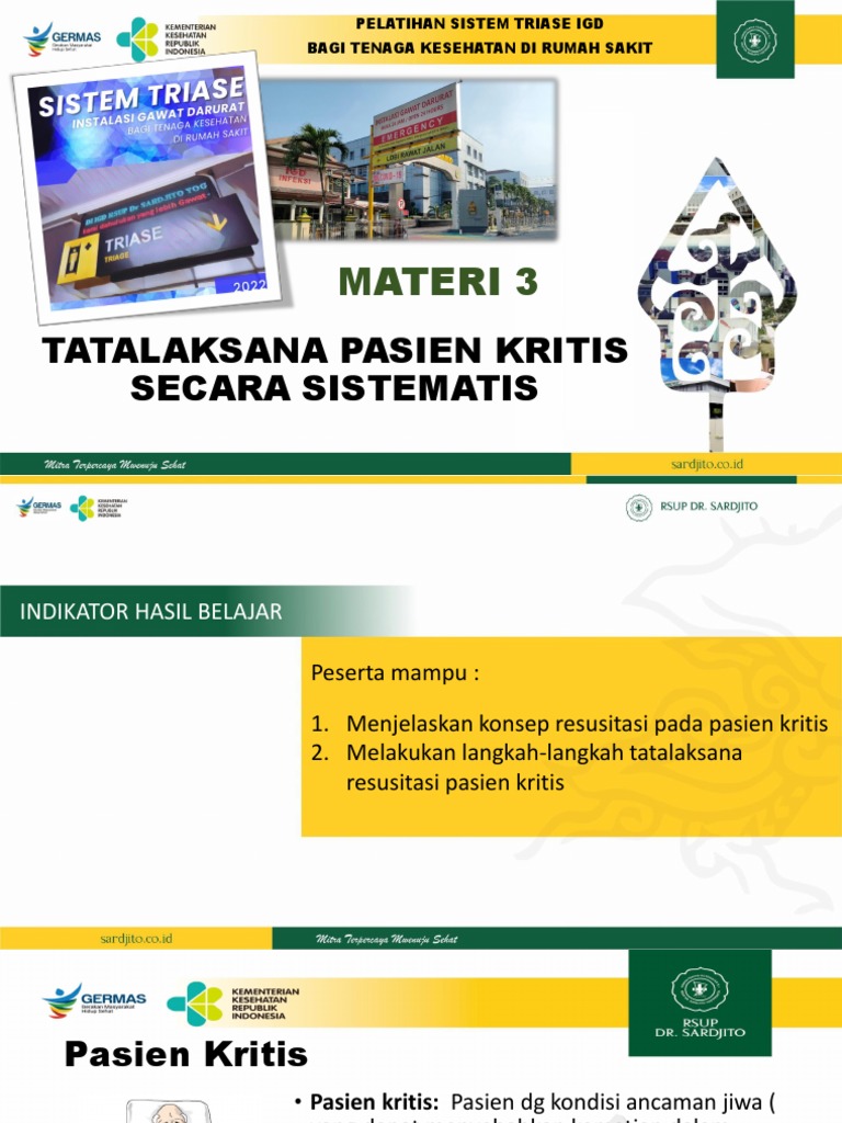 Materi 3 - Tatalaksana Pasien Kritis Secara Sistematis | PDF