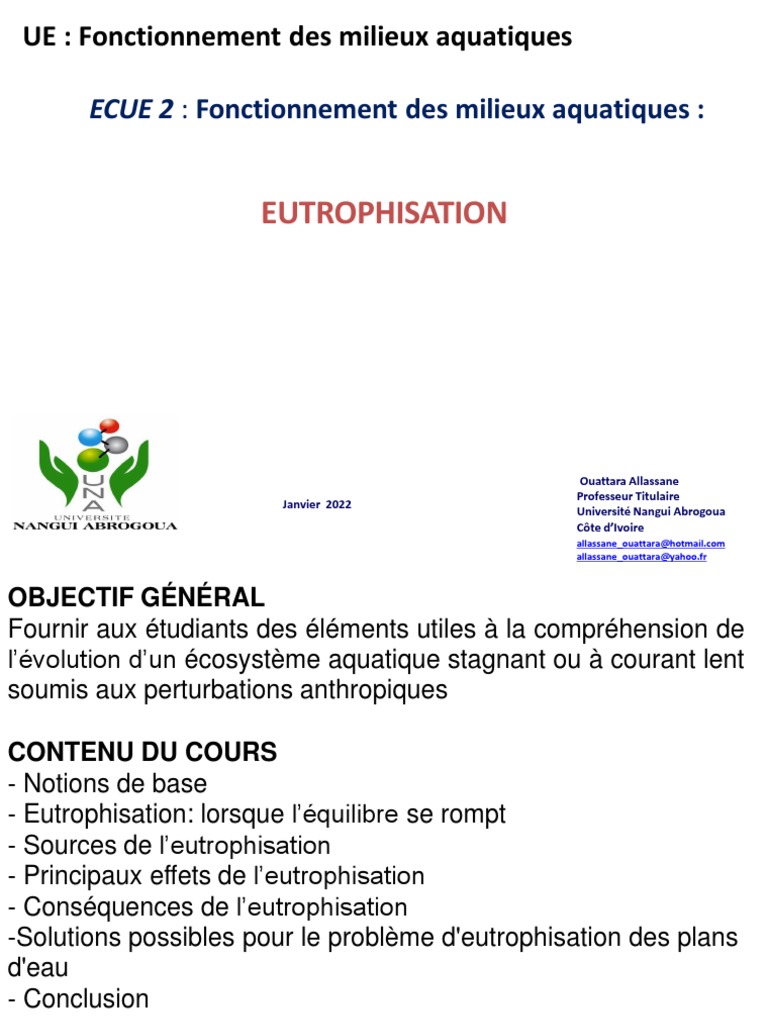 Comprendre l'Eutrophisation Aquatique | PDF | Eutrophisation ...