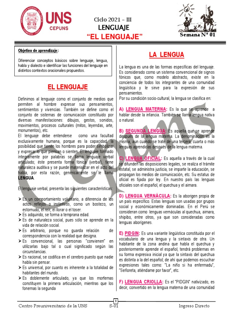 Características del Lenguaje y la Lengua | PDF | Dialecto | Lengua española