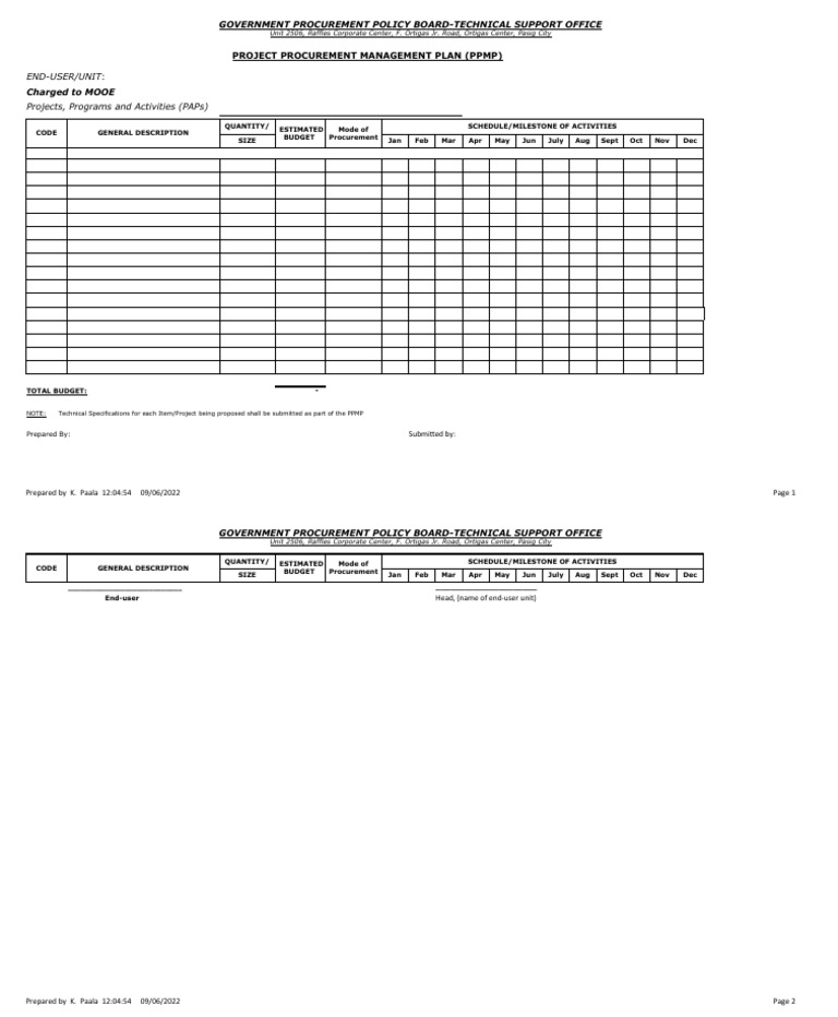 PPMP Form | PDF