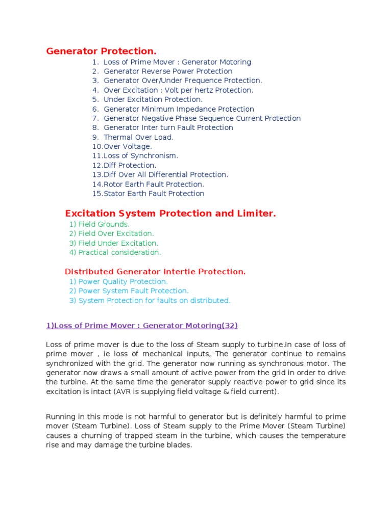 Generator Protection | PDF | Electric Current | Transformer