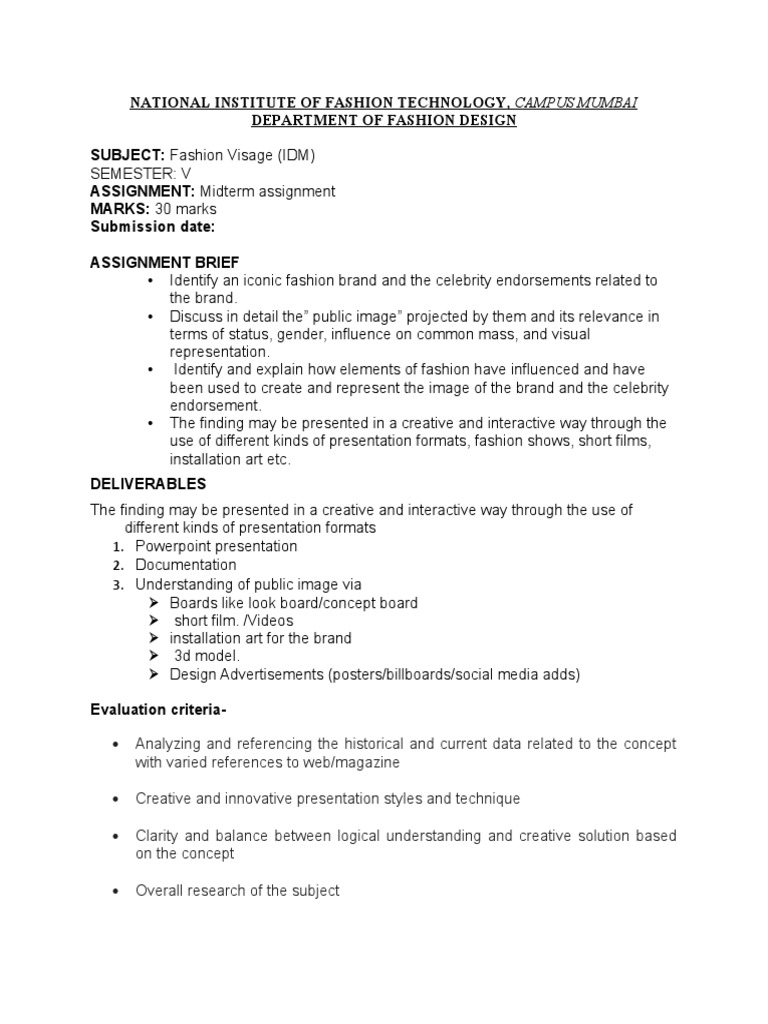 Mid Term Assignment (Fashion Visage) | PDF | Business | Social Science
