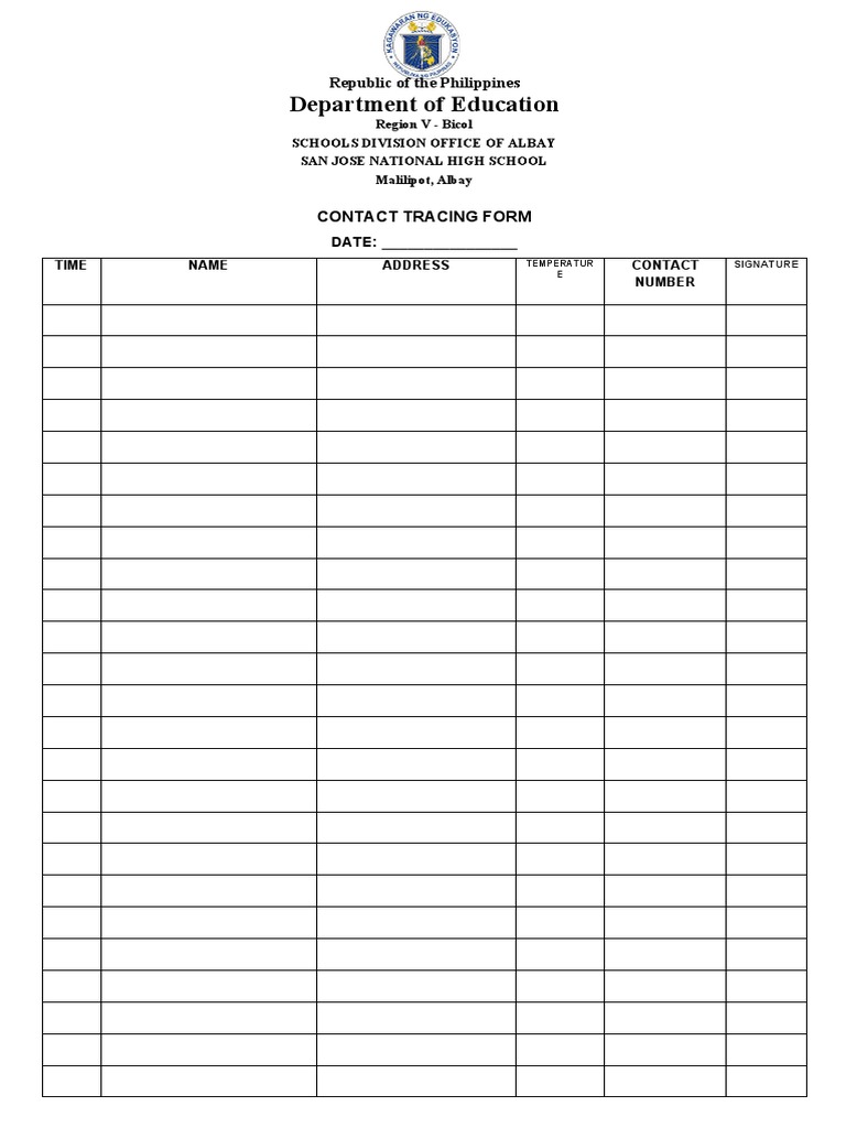 Form Contact Tracing | PDF