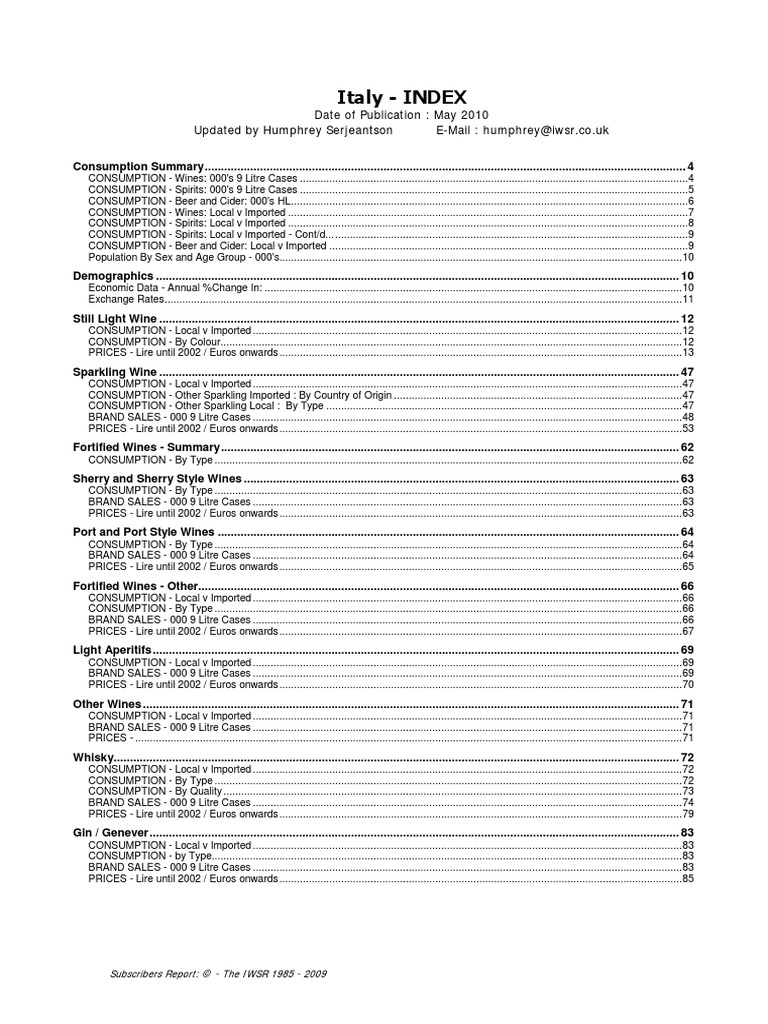 Italy IWSR | PDF | Whisky | Rum