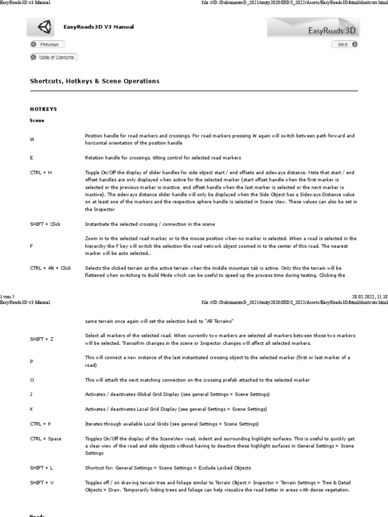 EasyRoads3D v3 Manual | PDF | Keyboard Shortcut | Computing
