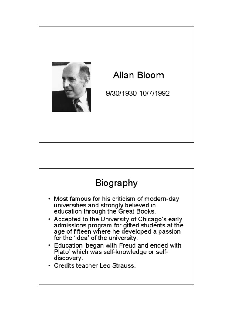 Allan Bloom Bio | Epistemology | Truth