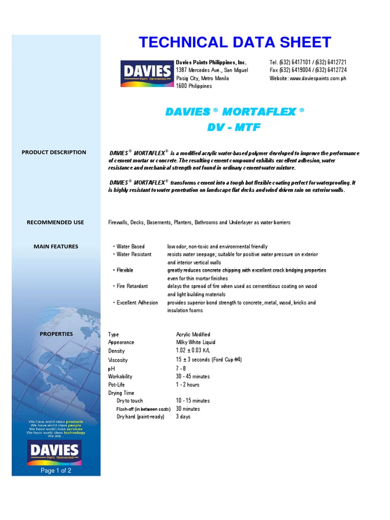 Tds Davies Mortaflex | PDF | Concrete | Cement