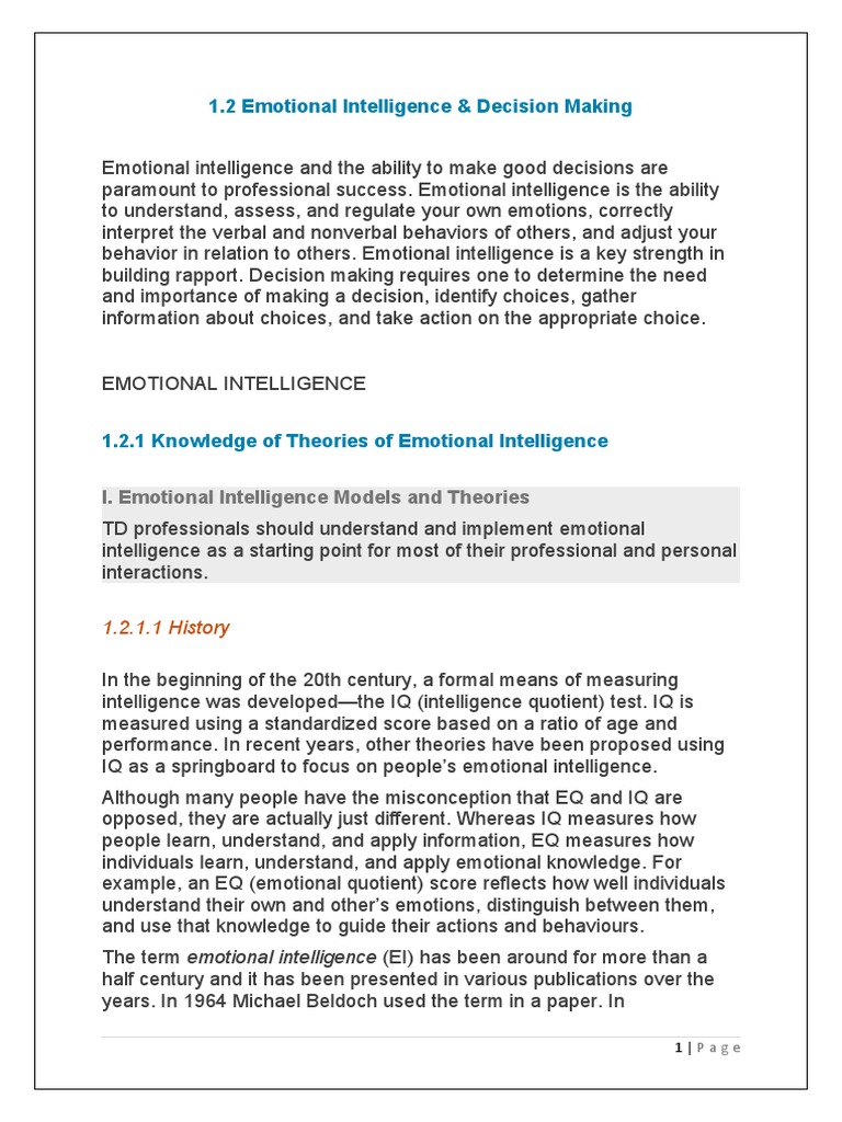 Emotional Intelligence | PDF | Emotional Intelligence | Psychological ...