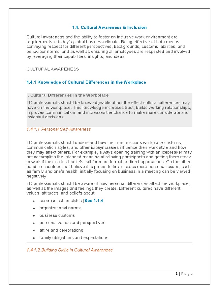 Enhancing Cultural Awareness at Work | PDF | Organizational Culture ...